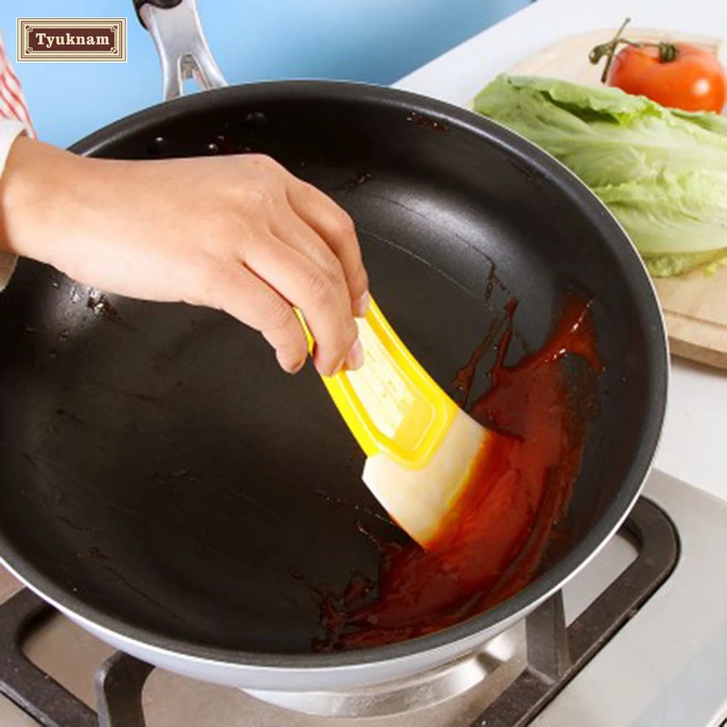 Silicone Scraper Scratch Reusable Nylon Pot Pan Scraper Cleaning Food ...