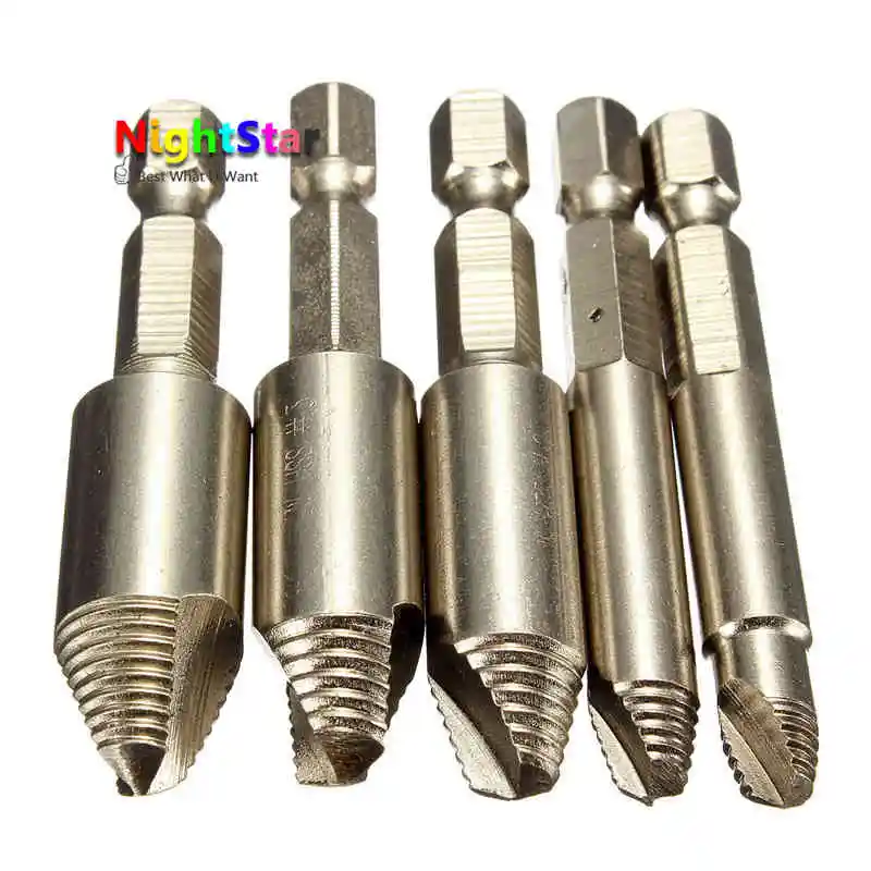 5Pcs Screw Stud Bolt Easy Extractor Remover Drill Tool Drill Bit 1 4 5Pcs Screw Stud Bolt Easy Extractor Remover Drill Tool Drill Bit 1 4