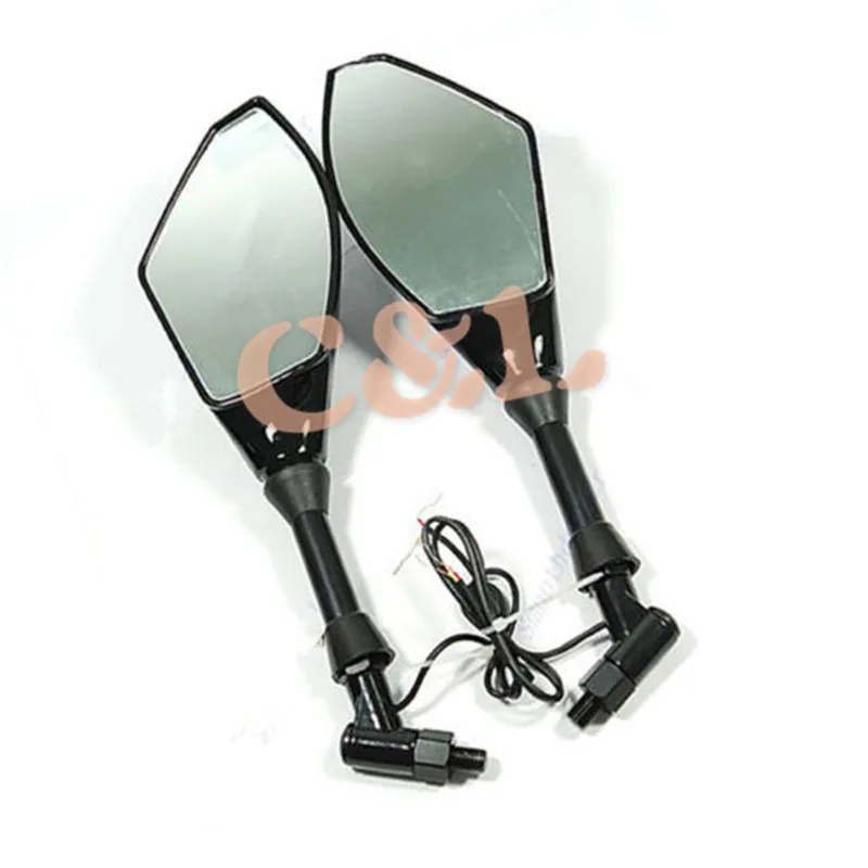 1 Pair New Black Clear Motorcycle Integrated Led Turn Signals Side