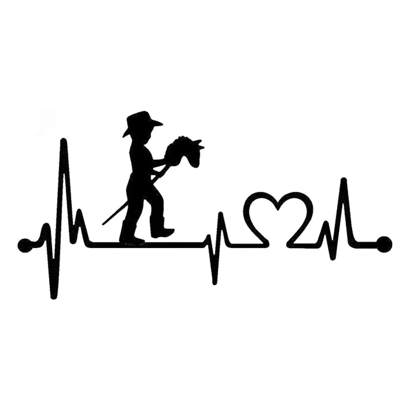 21.9cm*10.8cm Stick Horse Heartbeat Lifeline Stickers Decals Black ...