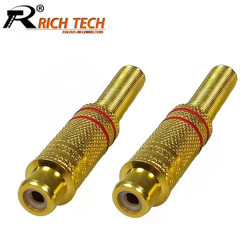 10pcs/lot Gold plated RCA Female Connectors with Metal Spring Black and ...