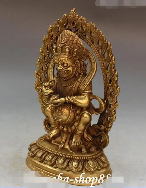Chinese Tibet Buddhism Bronze Mahakala Wrathful Deity Buddha Backlight ...