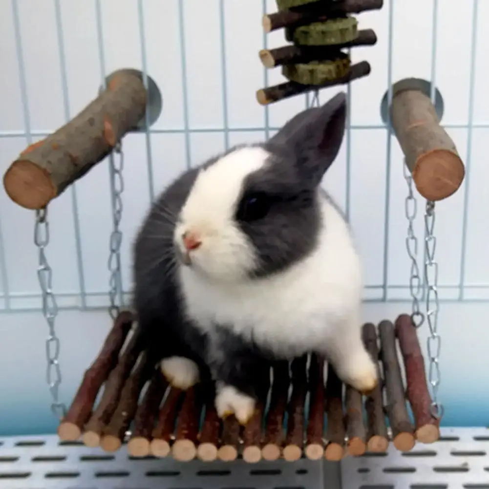 noroomaknet Wooden Branch Hamster Rabbit Bed Chinchilla Swing Squirrel ...