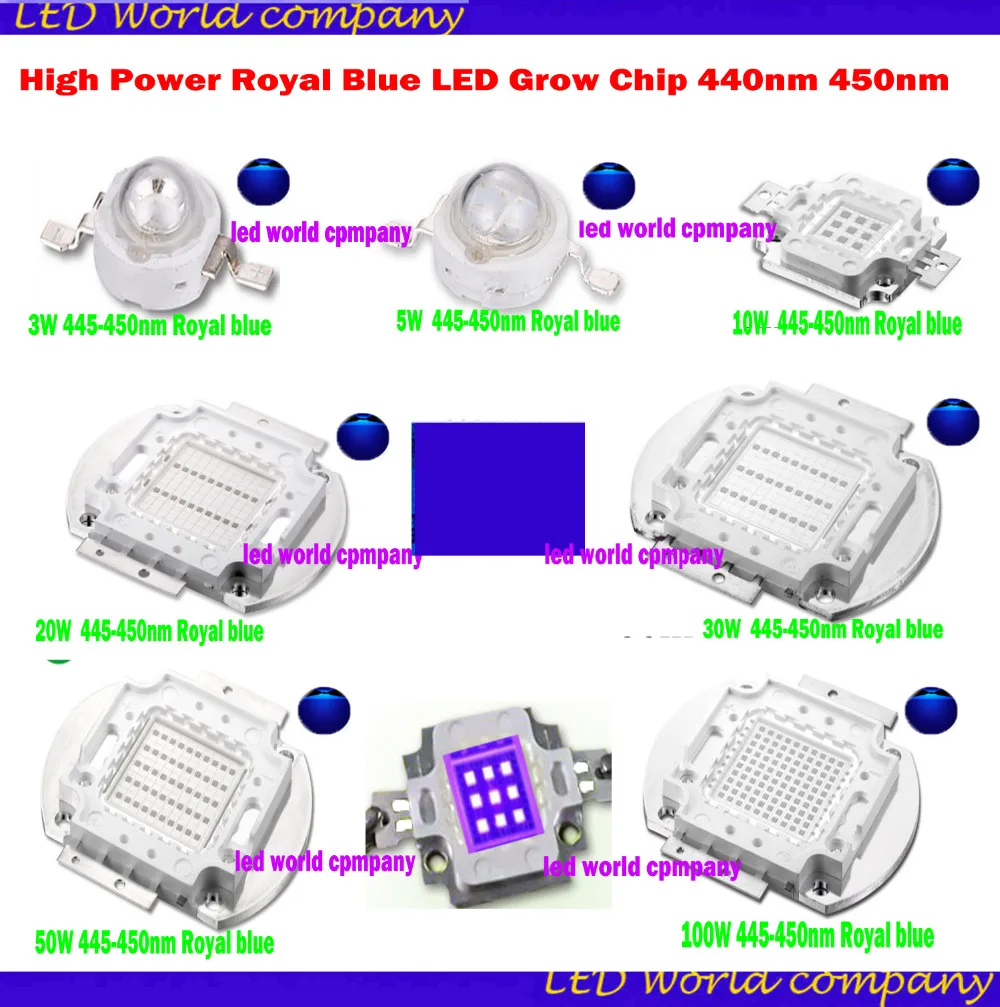 พลังงานสูงRoyal Blue LEDเติบโตชิป440nm 450nm 1วัตต์3วัตต์5วัตต์10วัตต์ ...