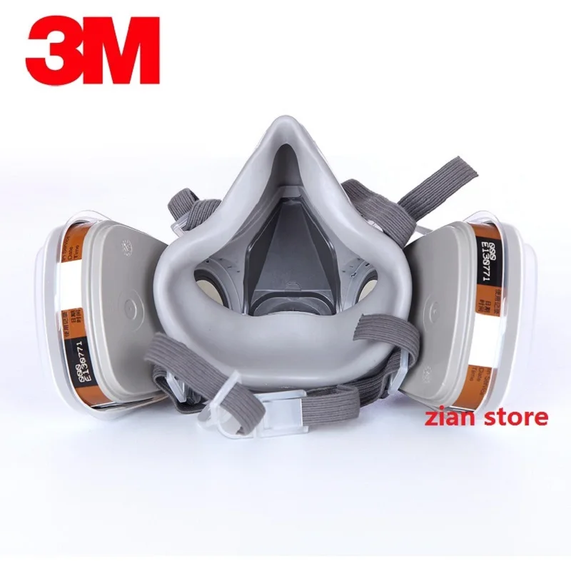 3M, 6200, химическая противогаз, 7 костюмов, 3M, 6001, фильтр, краска, спрей, респиратор, анти ...