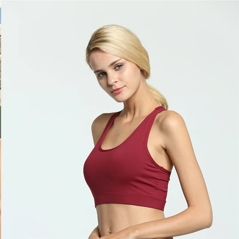 Sexy Sport Bra Racerback Womens Tops With Back Pocket Fitness Gyms Bras High Impact Activewear