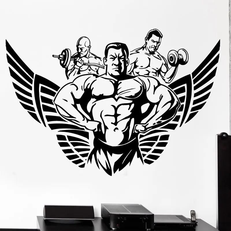 Gym Sticker Fitness Decal Body building Posters Vinyl Wall Decals ...