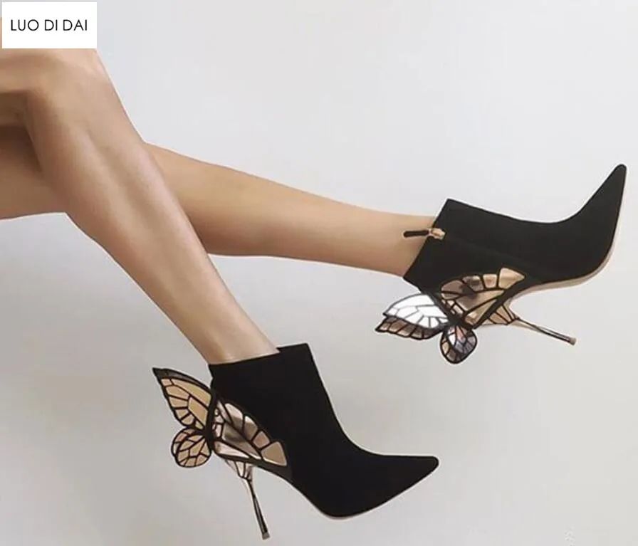 Botas-con-alas-multicolor-para-mujer-botines-sexys-de-Punta-puntiaguda ...