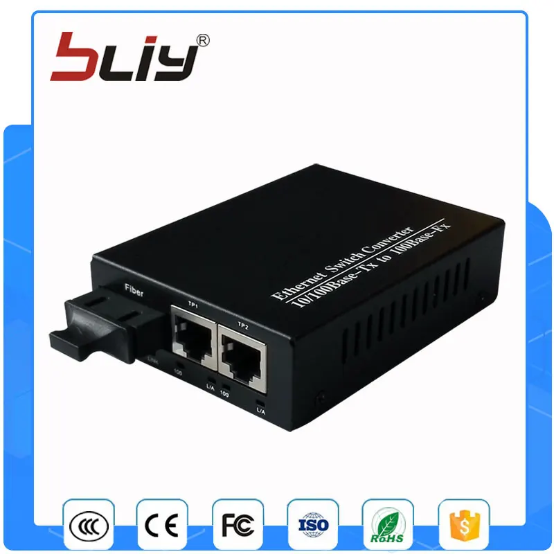100M dual fiber 3 port Ethernet fiber optic switch with 2 rj45 port ...