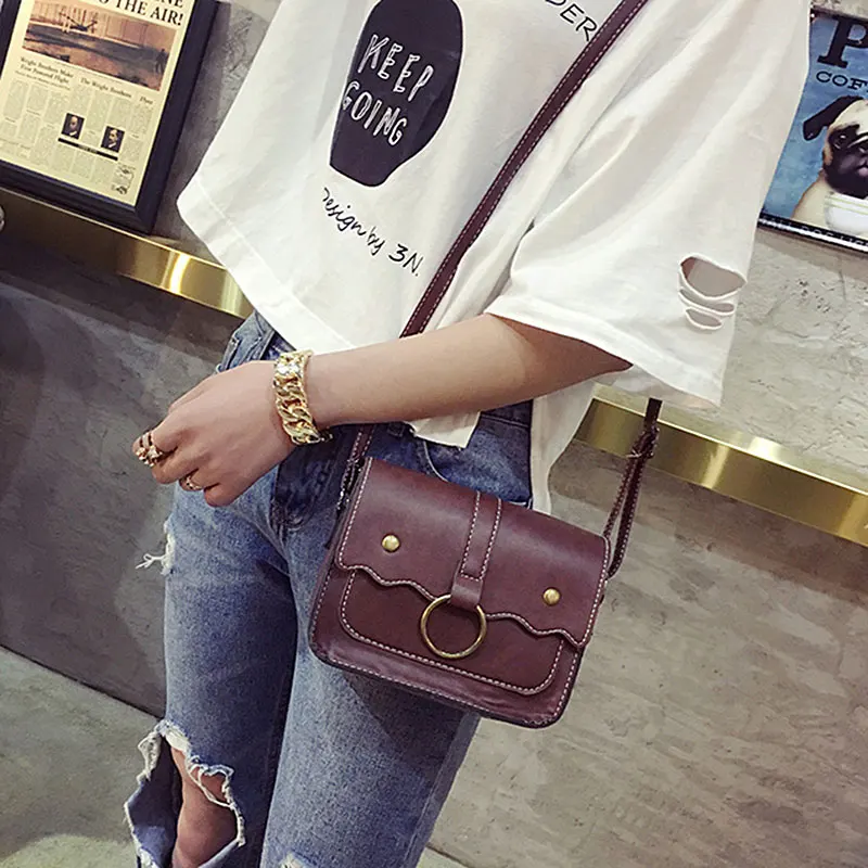 Fashion-Korean-Women-Crossbody-Shoulder-Bags-Leather-Metal-Ring ...