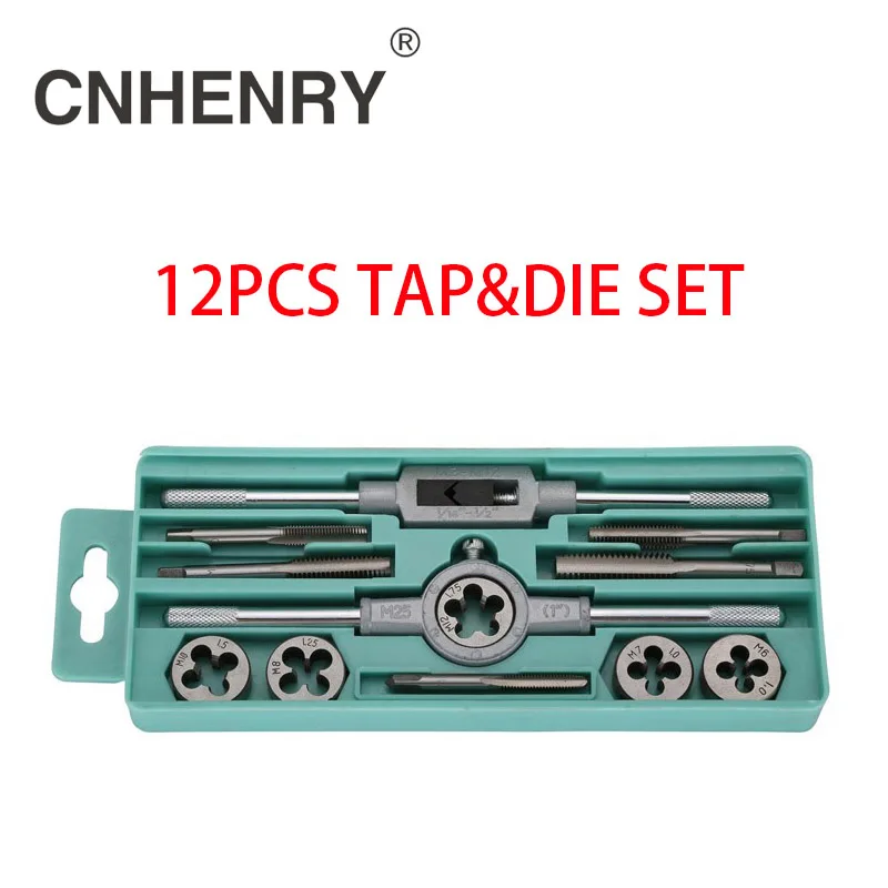 Free Shipping 12pcs Metric Handle Taps Dies Sets Kits Adjustable Tap ...