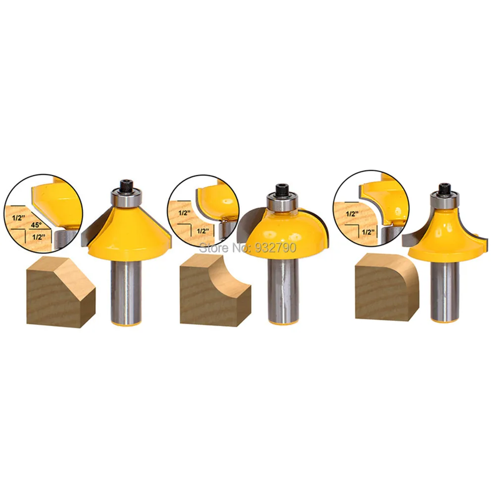 3 Bit 45 Degree Chamfer Bevel Edging Router Bit Cove Edging Molding ...