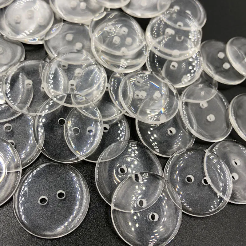 50P-25MM-Transparent-2-Holes-Plastic-Buttons-Apparel-Supplies-Sewing ...