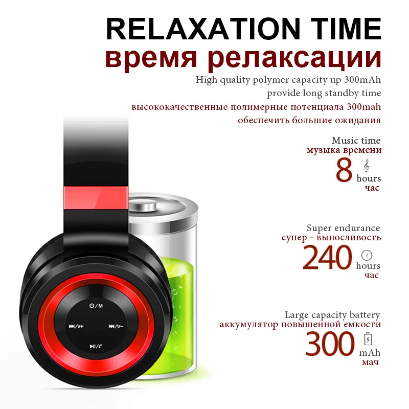 Купить Bluetooth наушники Hi-Fi стерео беспроводные наушники на ухо с ...