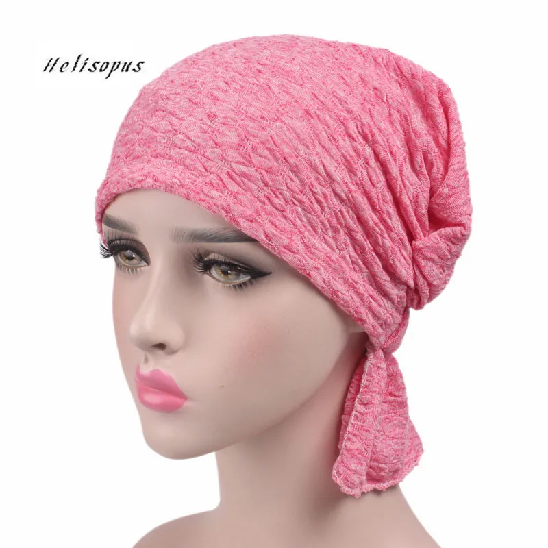 Helisopus 2019 New Women Cotton Scarf Cap Summer Beanies Chemo Hat