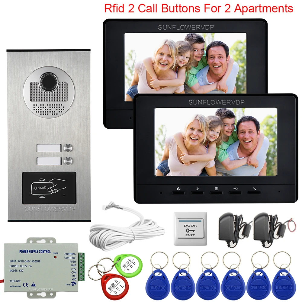 7-inchs-Colol-Video-Intercom-for-2-Apartments-Key-for-The-Entrance-Door ...