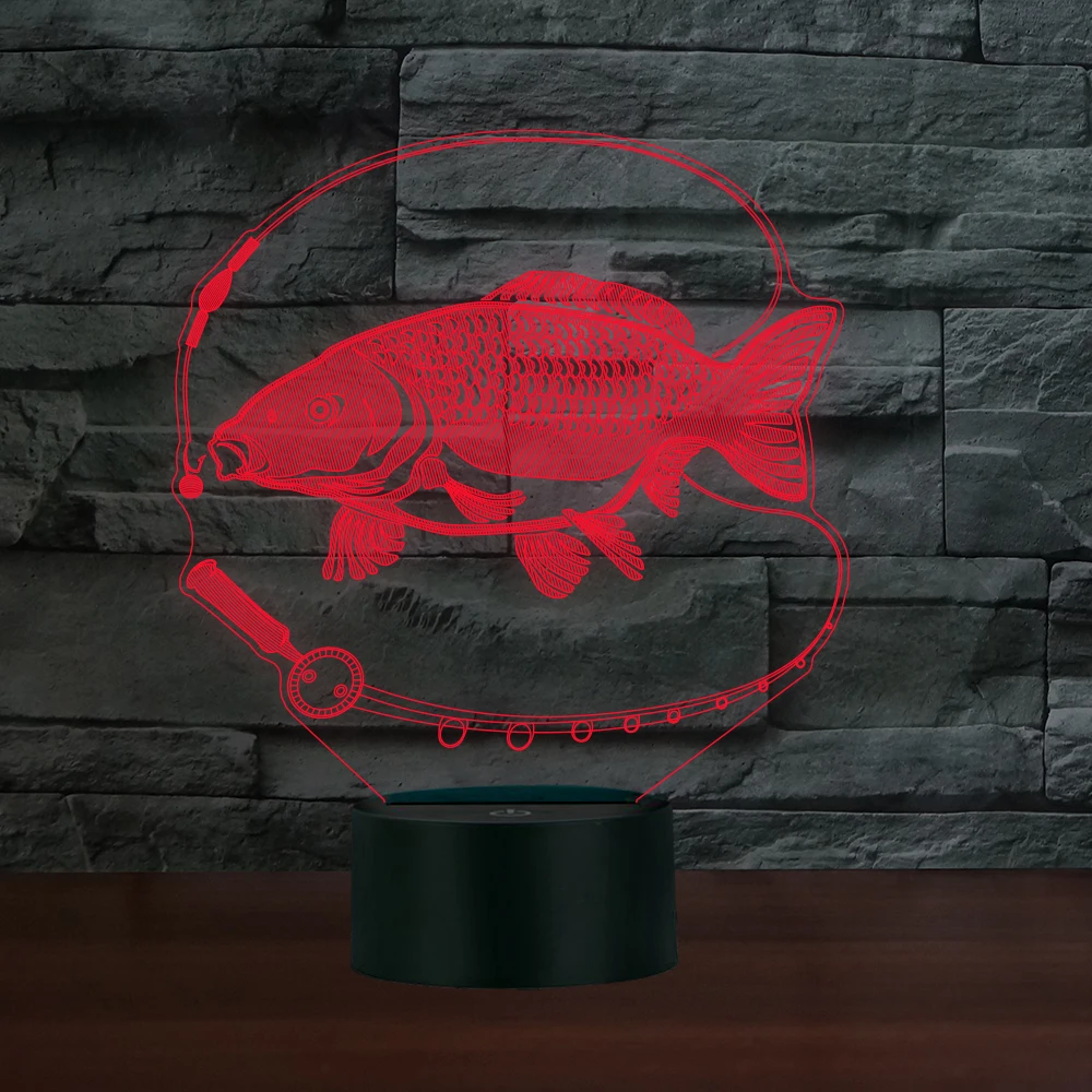Fishing Model LED 3D Nightlight 7 Color Changing Fish USB Night lamp ...