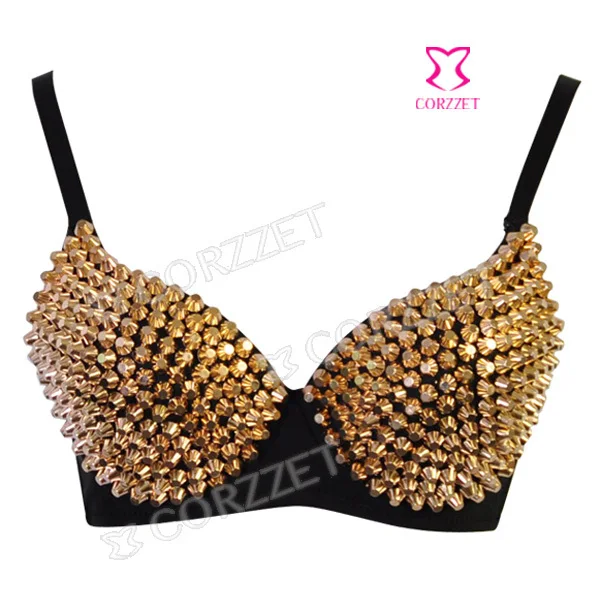 8 Colors Women Lady Dancewear Gold Rivet Bras Sexy Club Bra Sweet ...