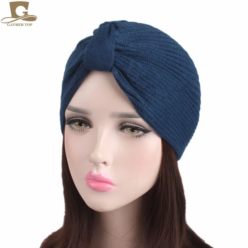 Turbante de punto Popular para envolver la cabeza, diadema anudada ...