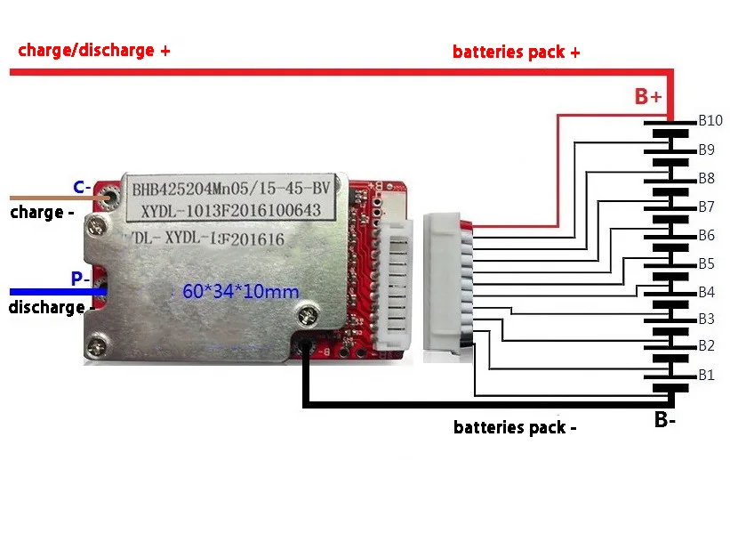 Bms 10s 36v схема подключения