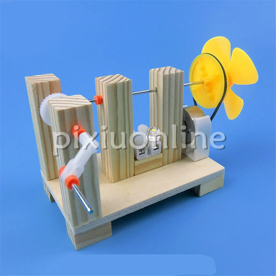 DS729 Wooden Parts Hand Dynamo Model Students Physical Hnad Generator ...