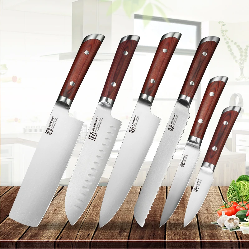 SUNNECKO 3 6pcs/set Kitchen Knives Santoku Utility Paring Chef Knife ...