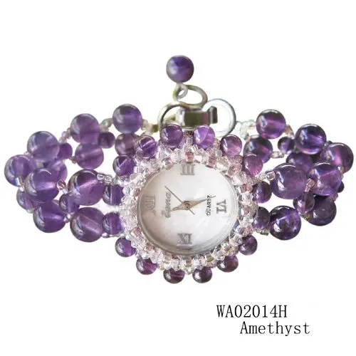Free shipping natural amethyst quartz watch/ natural gemstone wrist ...