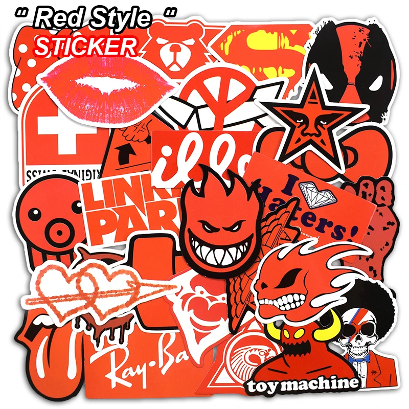 Hot Sale 50 Pcs Red Stickers for Handbag Laptop Luggage Bicycle ...