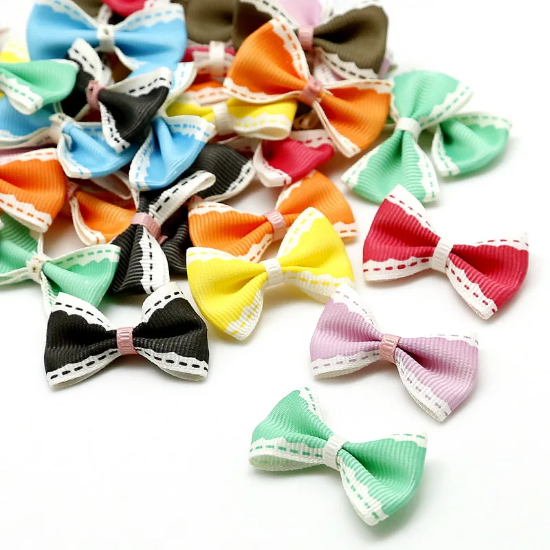 100pcs Handmade Small Ribbon Bow Mini Hair Bows Hair Clip Boutique ...