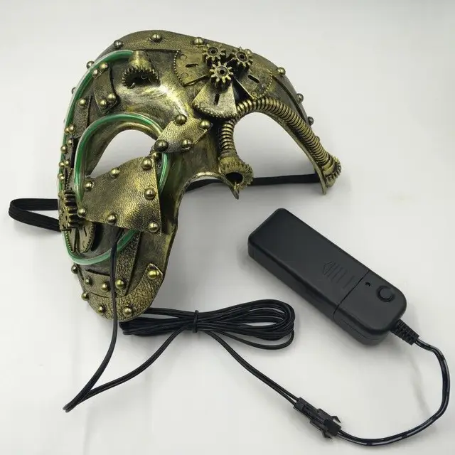 Steampunk Led Light Up Skull Punk Half face Cosplay Mask - AllCosplay.com