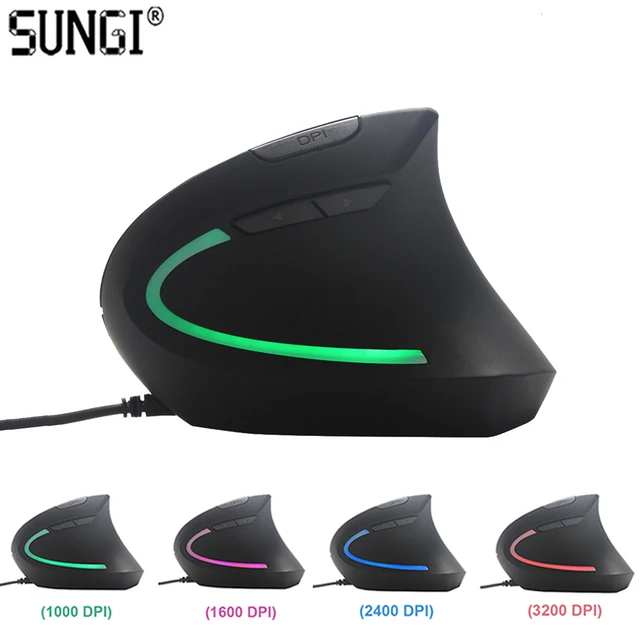SUNGI USB Wired Computer Mouse Game Optical Mice 6D Ergonomic Vertical ...