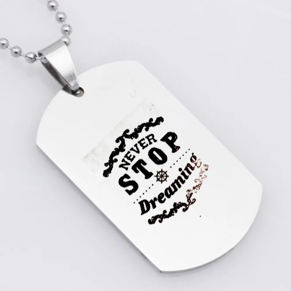 Stainless Steel Inspirational Pendant Necklace Never Stop Dreaming Awareness Suicide