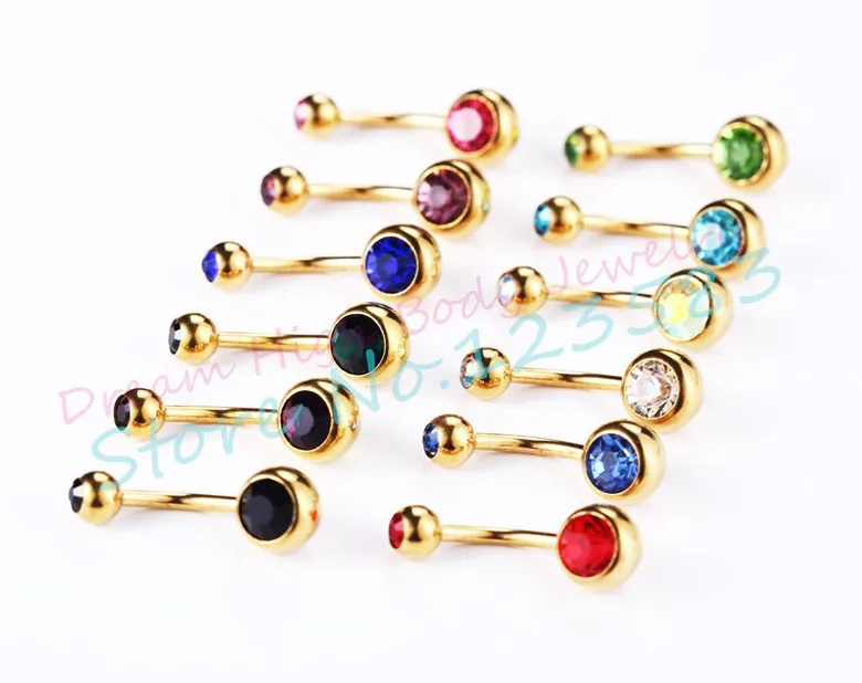 Gold color Belly Button Rings Double Gem Crystal Belly Bar Ring Barbell ... Gold color Belly Button Rings Double Gem Crystal Belly Bar Ring Barbell ...
