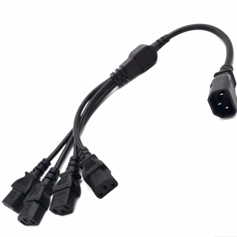 High Quality Iec 320 C14 Male Plug To 4xc13 Female Y Type Splitter Power Cord , C14 To 4 X C13 ...