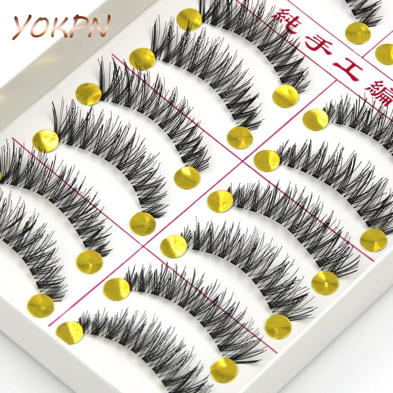 Yokpn 10 Pairs Natural Long False Eyelashes Slim Models Fake Eyelashes ...