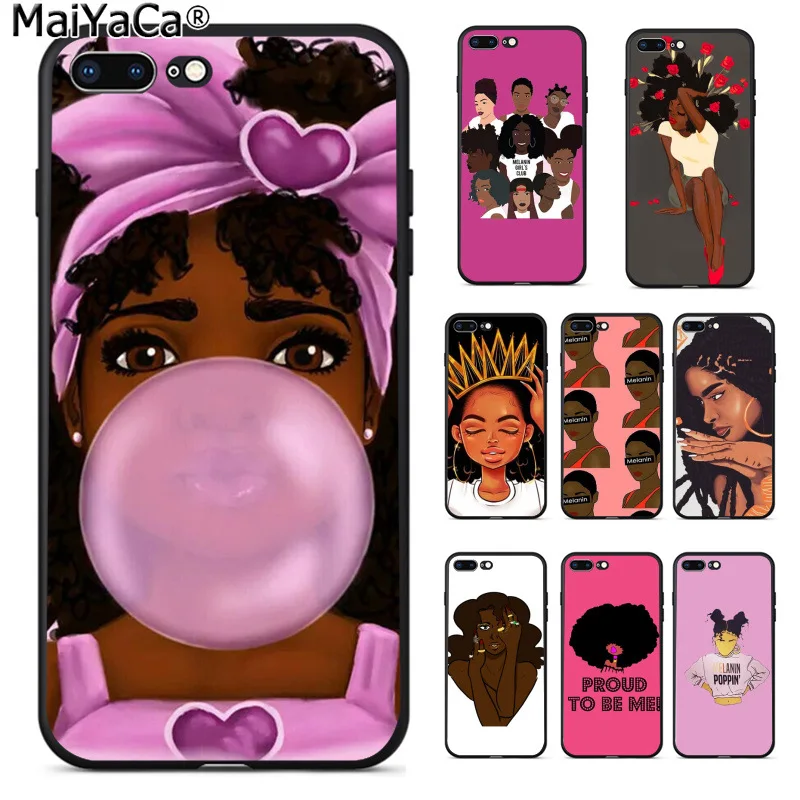MaiYaCa Black girl Luxury Soft Rubber Black Phone Case for Apple iPhone ...