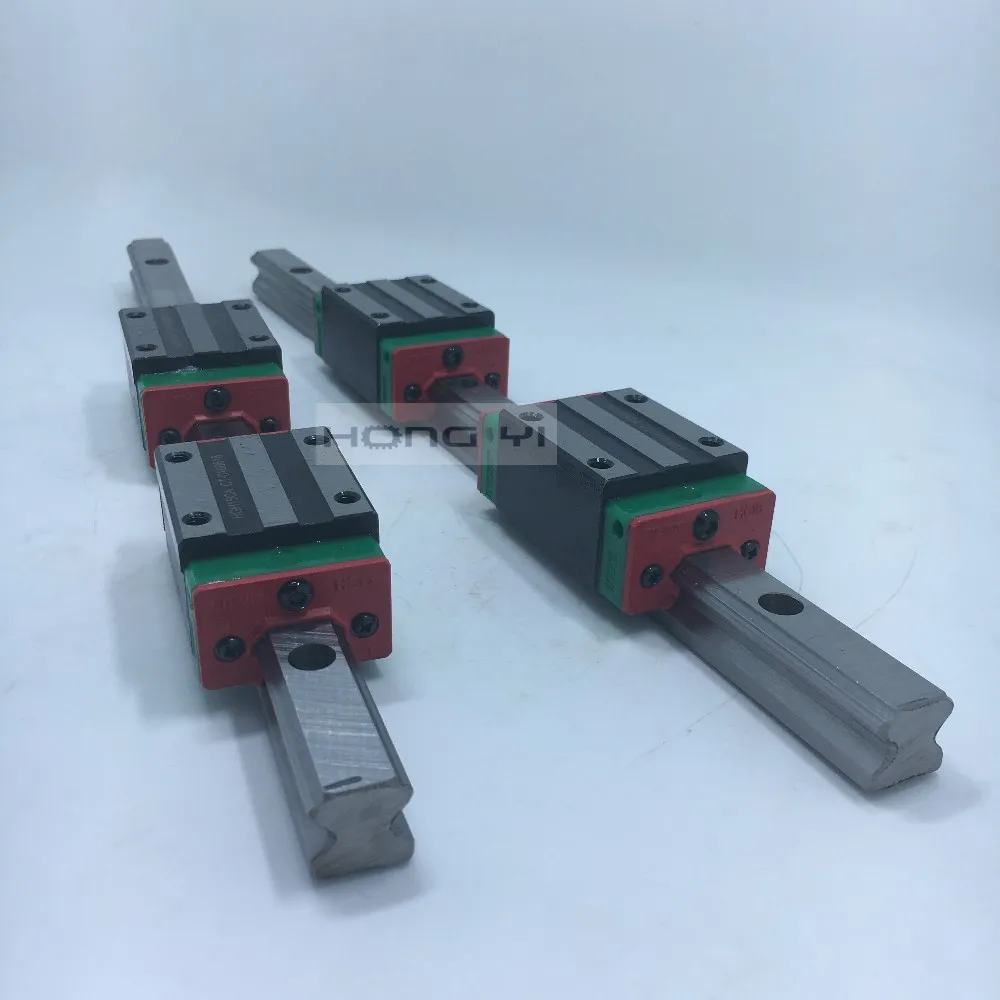 NEW 2PCS linear guide rail HGR15 500mm long with 4 pcs of linear block ...