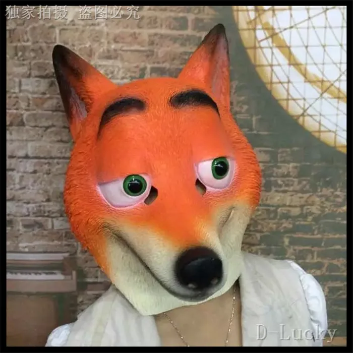 2016 Party Cosplay Movie Cosplay Zootopia Nick Wilde Mask Latex Nick ...