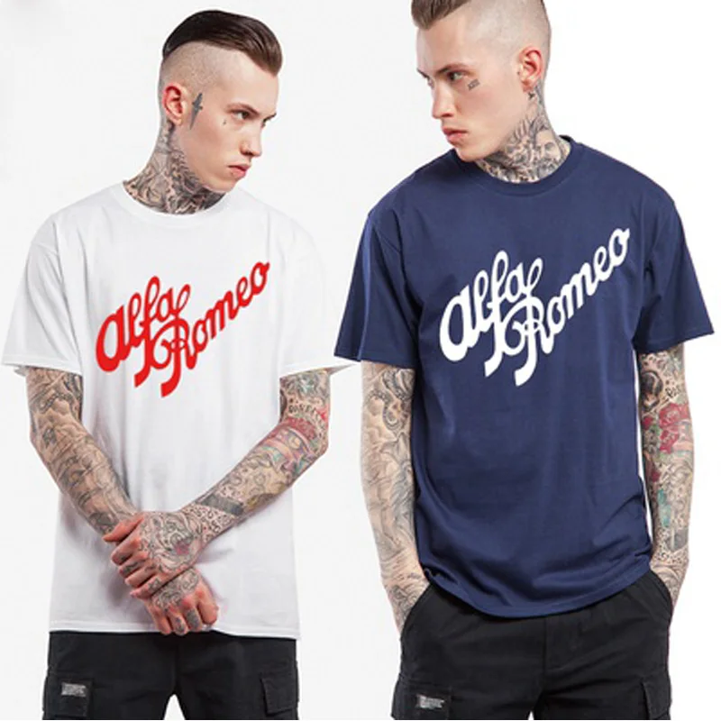 Alfa Romeo Script in RED classic Tees T shirt Alfa Romeo Italy Italian ...