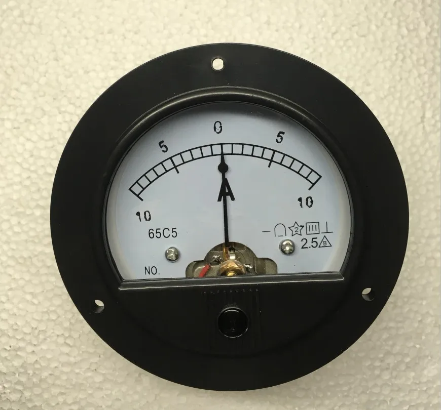 65C5 DC 10A 0 10A 5A Round Panel Meter Gauge Current Tester Analogue ...
