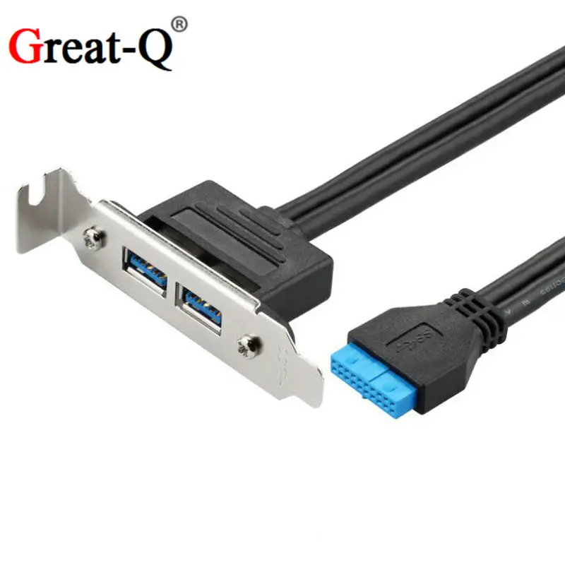 Dual Usb 3.0 To 20pin Header Cable For Desktop Computer Rear Panel ...