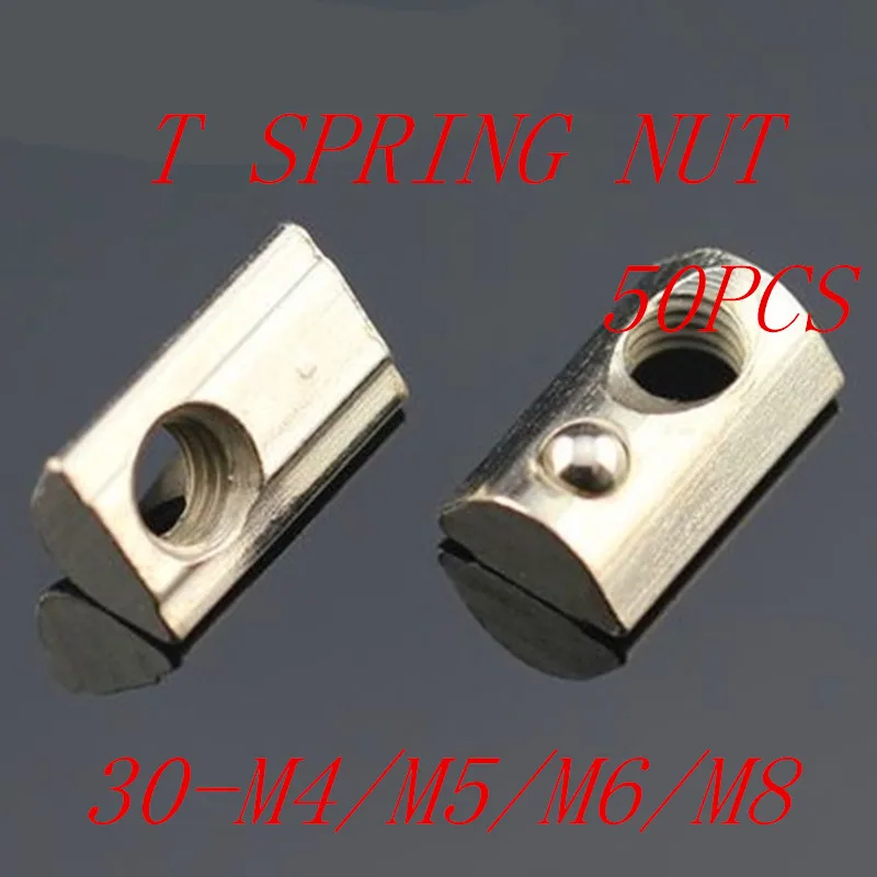 50pcs-30-SERIES-m4-m5-M6-M8-T-Spring-Nut-M5-Half-Round-Elasticity ...