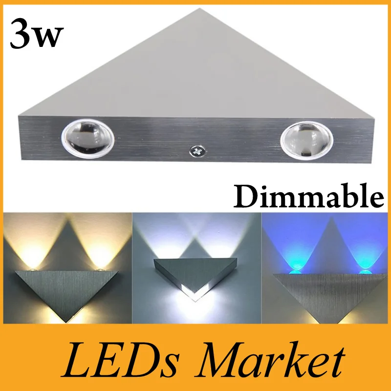 3W led wall lights Triangle dimmable led spot light aluminm modern home ...