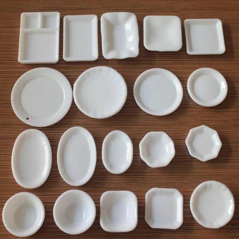18pcs Mini Dish Plates Tableware Dinnerware Sets Miniature Dollhouse ...