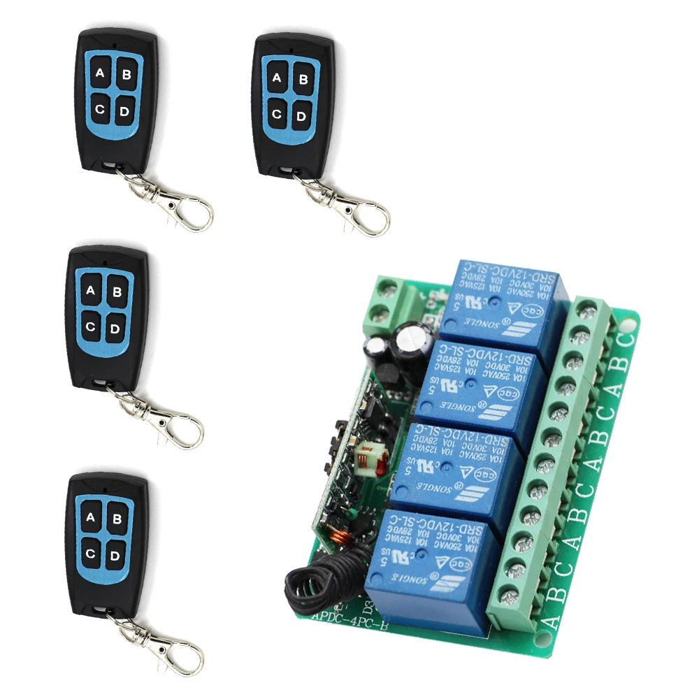 High Quality DC12V 4CH Wireless Remote Control Switch System 1*Receiver ...
