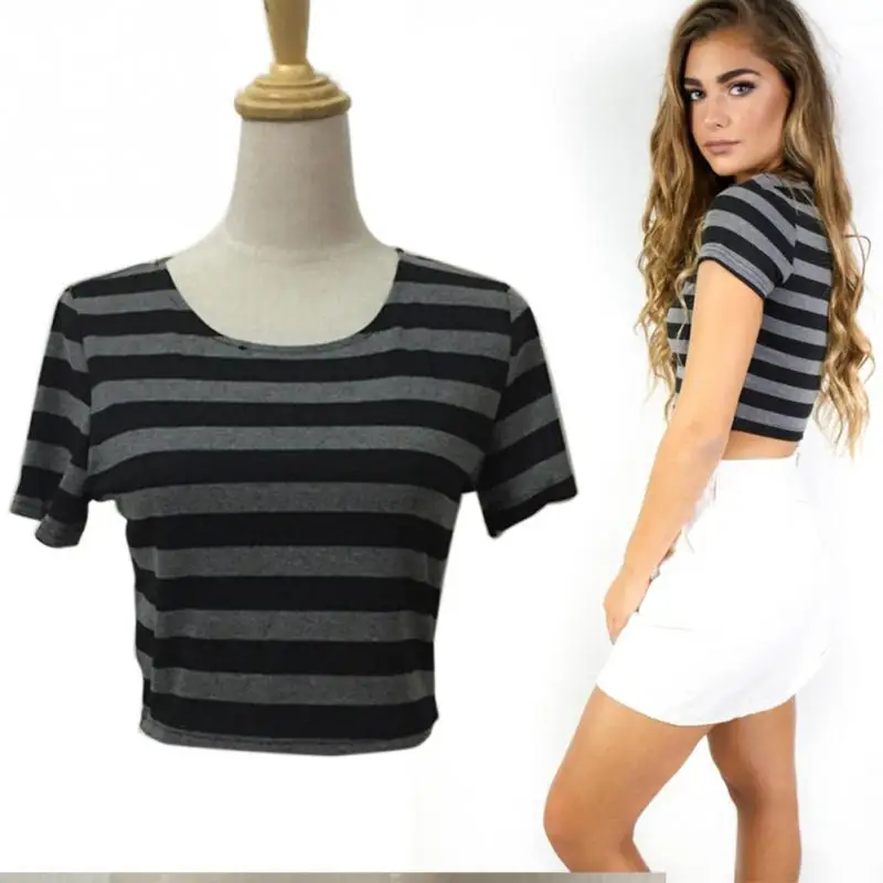 2018 New Design Sexy Belly Button T Shirts Casual Short Sleeve T Shirt