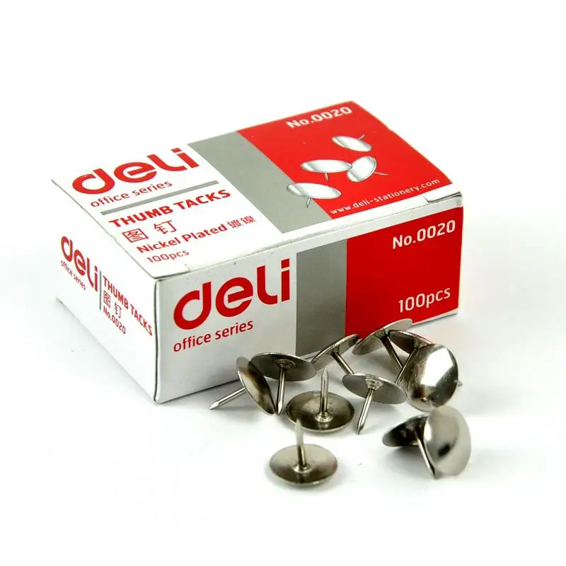 1 Pack 100pcs Metal Thumb Tacks Nickel Plated Anti Rust Thumbtacks Pushpin Self Color Office