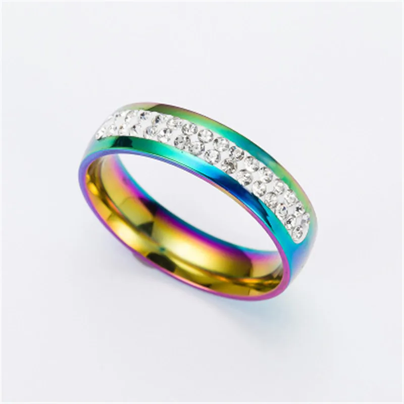 kuniu New stylish titanium steel rings for women wind rainbow ring ...