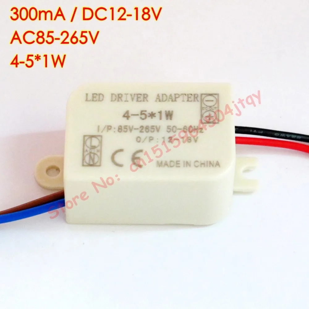 300mA (4-5)x 1W Led Driver 4W 5W Lamp Driver Power Supply Lighting ...