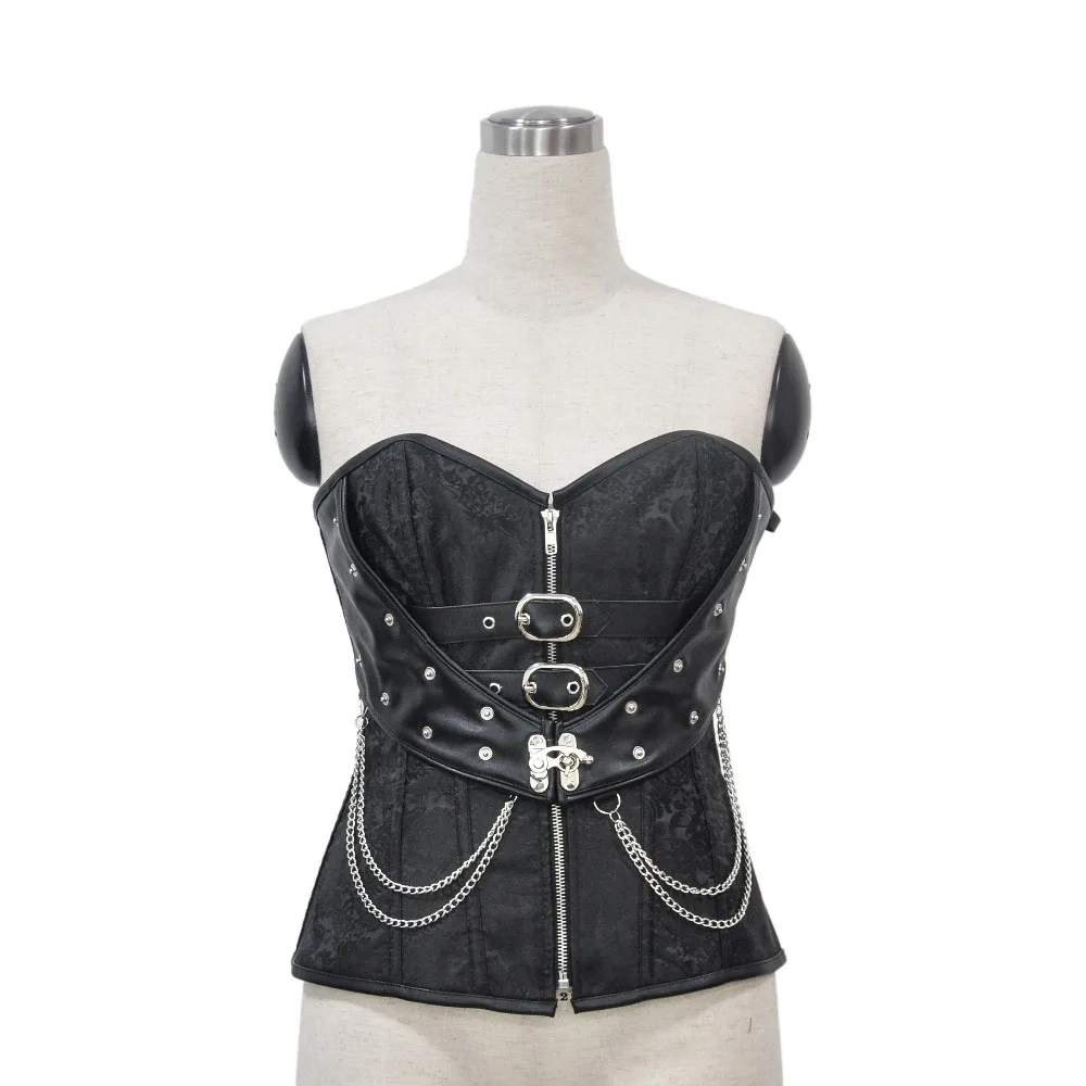 Black Chain Rivet Korsett For Women Steampunk Clothing Gothic Sexy ...